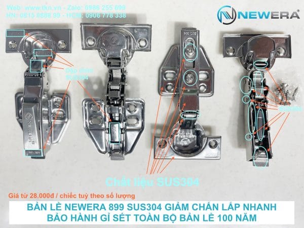 Bản lề tủ bếp NewEra giảm chấn loại thẳng 899A