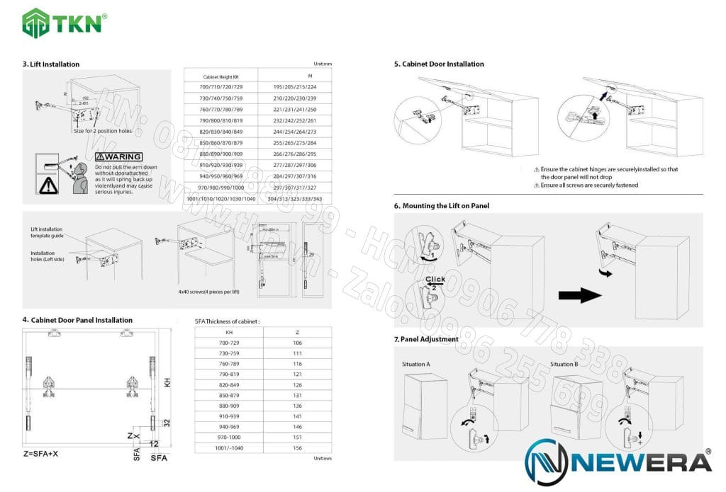 Bộ tay nâng đôi giảm chấn NewEra NE88.F20 cho tủ bếp