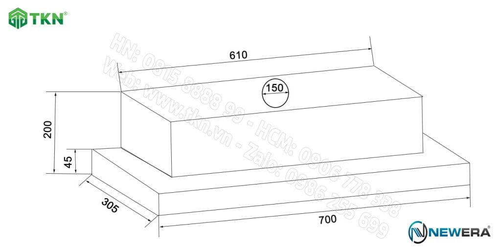 Máy hút mùi siêu êm công nghệ Đức NE7088HA - TKN